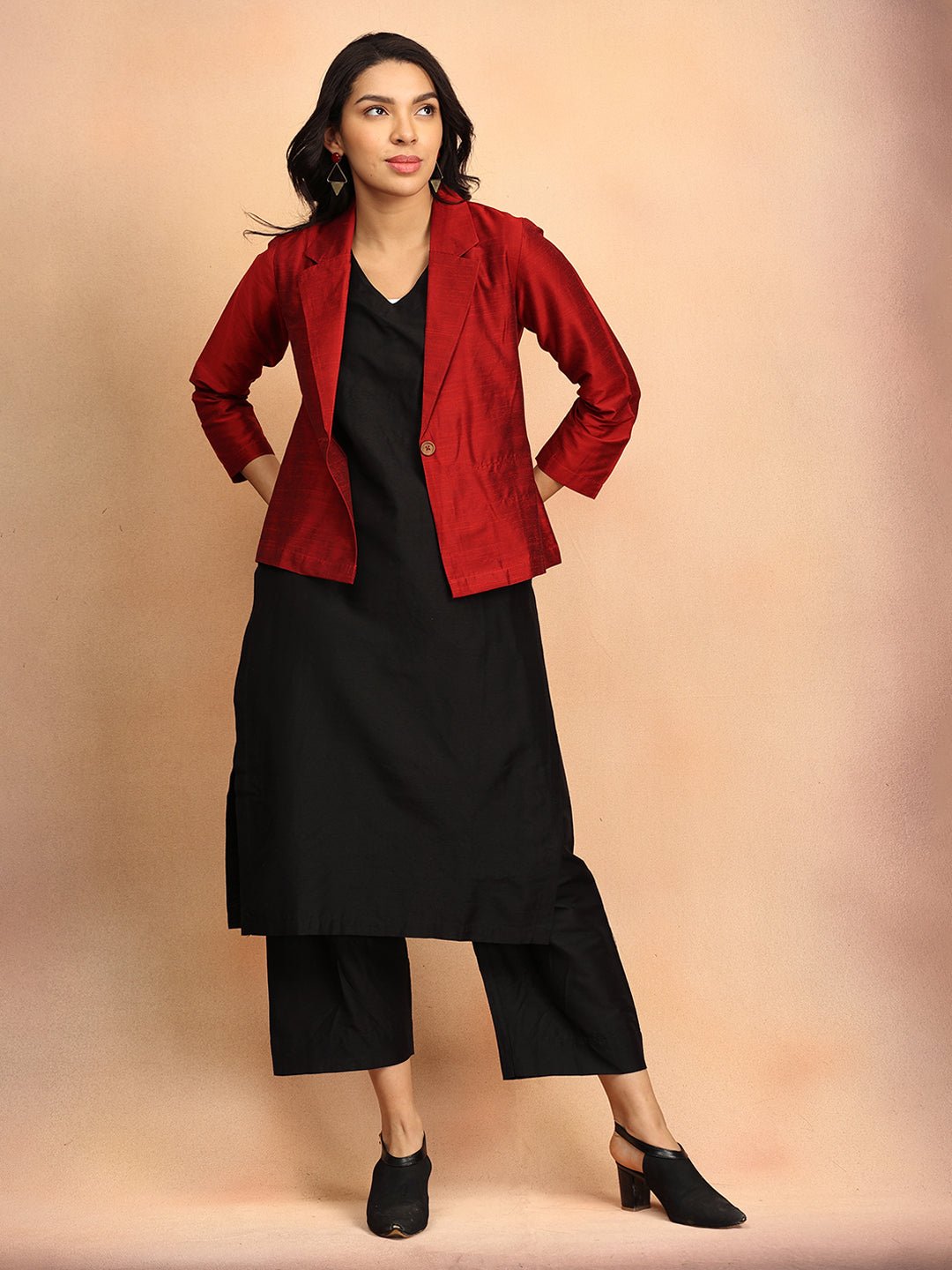 The Modern Muse Women's Blazer Kurta set with Trousers - The Woman Store